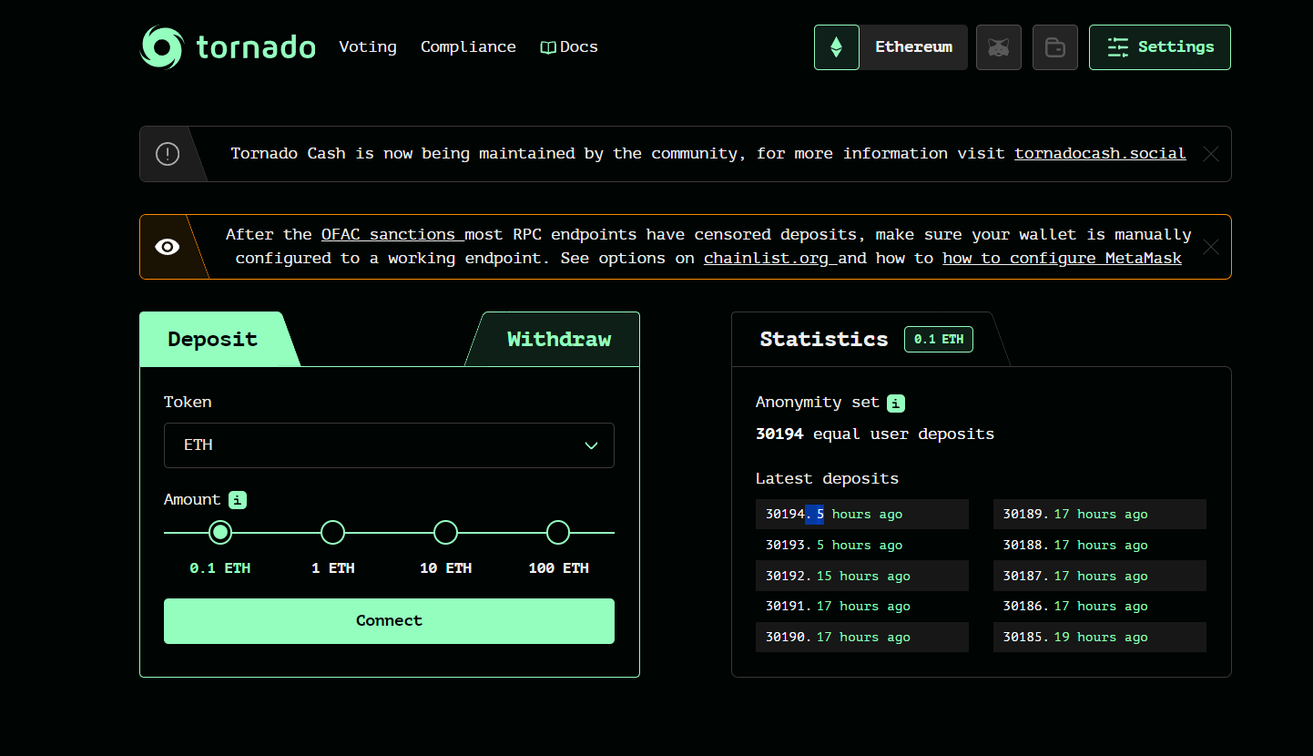 Snowden supports the developers of Tornado Cash in their cause.